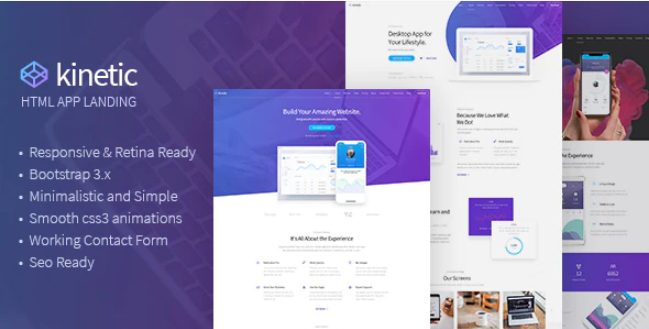 Kinetic - Desktop, Mobile & Product App Landing Pages - Download now