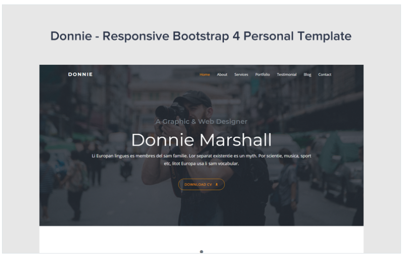 Download Donnie - Bootstrap 4 Personal Landing Page Template