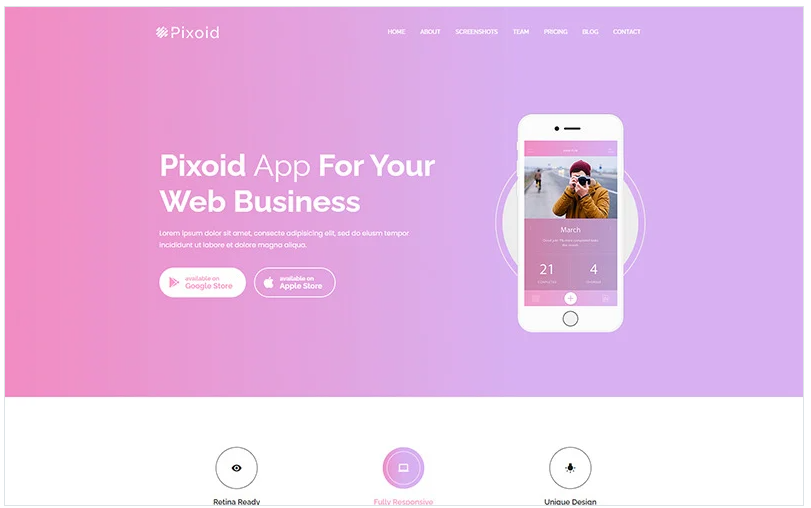 Download Pixoid - App Landing Page