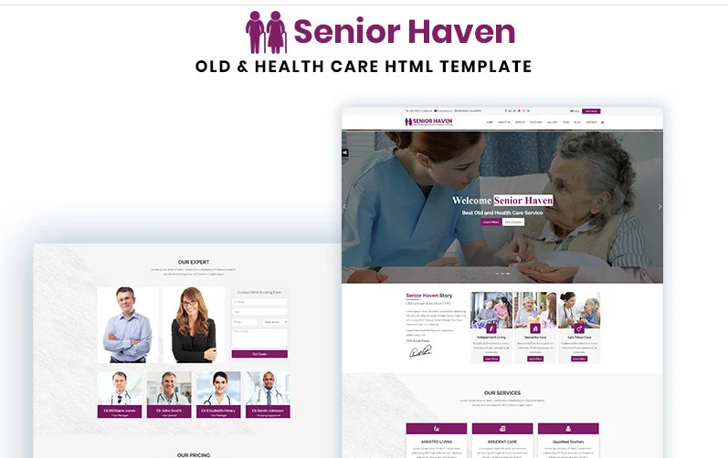 Download Senior Haven Old & Health Care HTML Landing Page Template