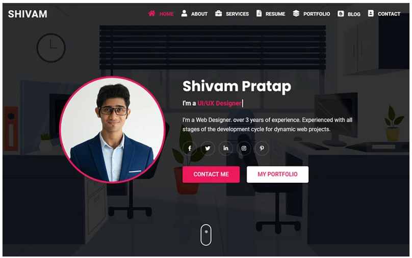 Download Shivam - Personal Portfolio and Resume/CV Landing page Template