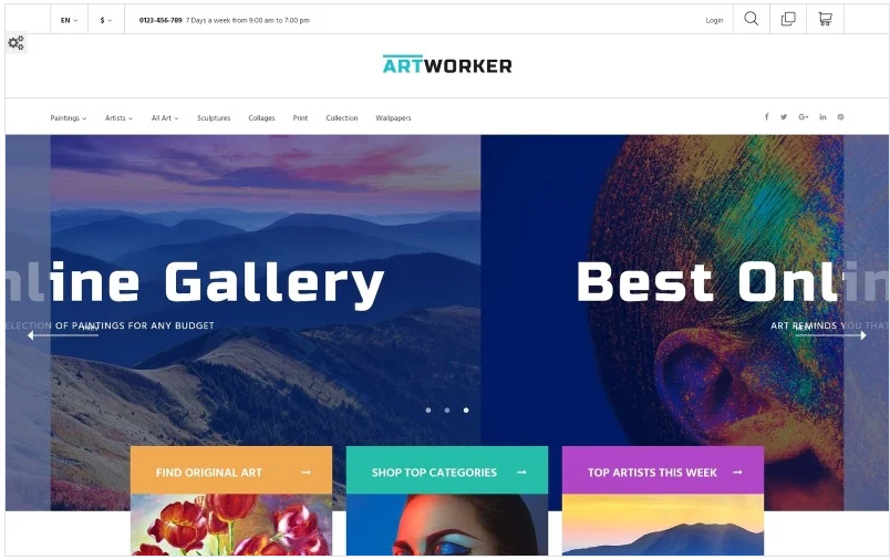 Download Artworker - Online Gallery & Artist Portfolio PrestaShop Theme