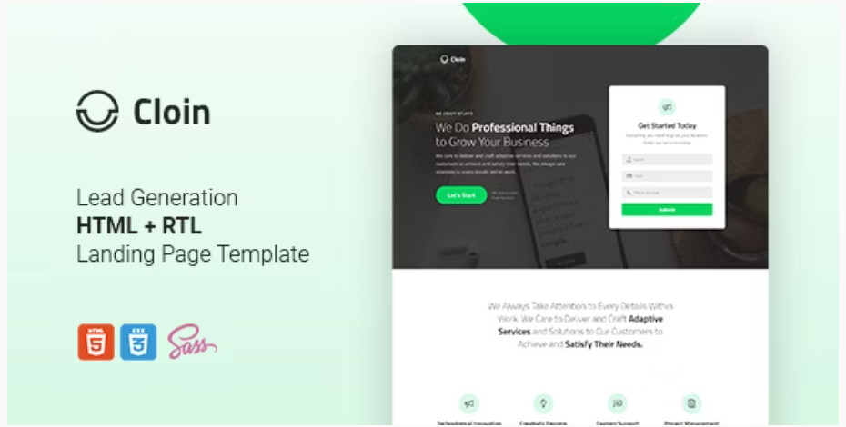 Cloin - HTML Landing Page Template + RTL download