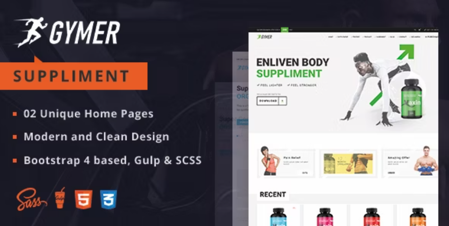 Gymer - Health & Fitness Medicine HTML Template download