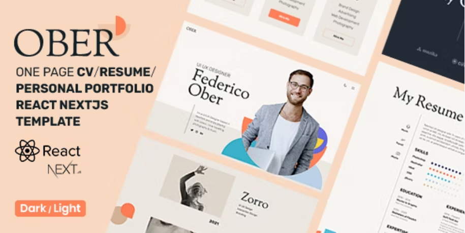 OBER - Personal Portfolio & Resume React NextJS download