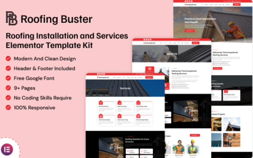 Uproof Roofing Services Elementor Template Kit Free Download