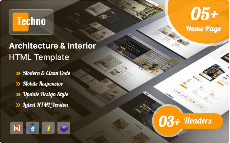Techno Architecture & Interior Design HTML5 Template Website Template ...