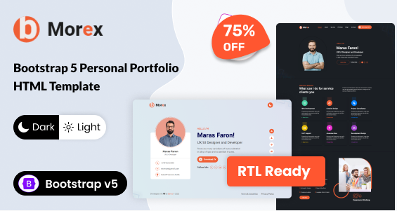 Morex Bootstrap 5 Personal Portfolio Html Template Rtl