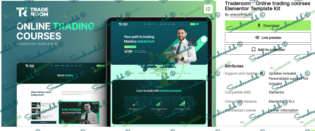 Traderoom - Online trading courses Elementor Template Kit Download