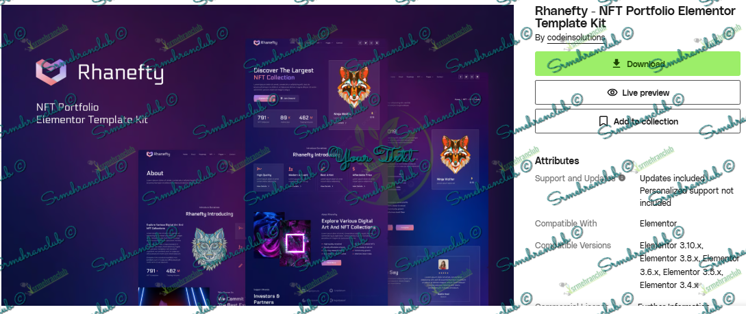 Rhanefty - NFT Portfolio Elementor Template Kit Download