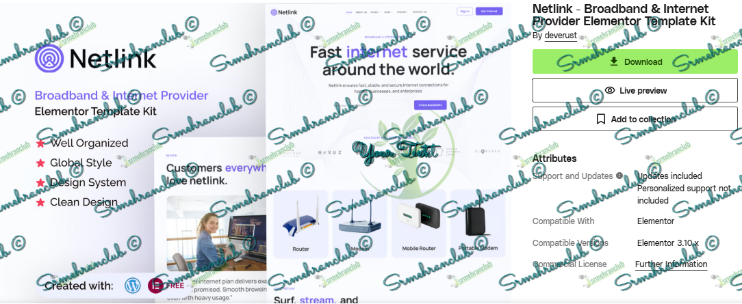 Netlink - Broadband & Internet Provider Elementor Template Kit
