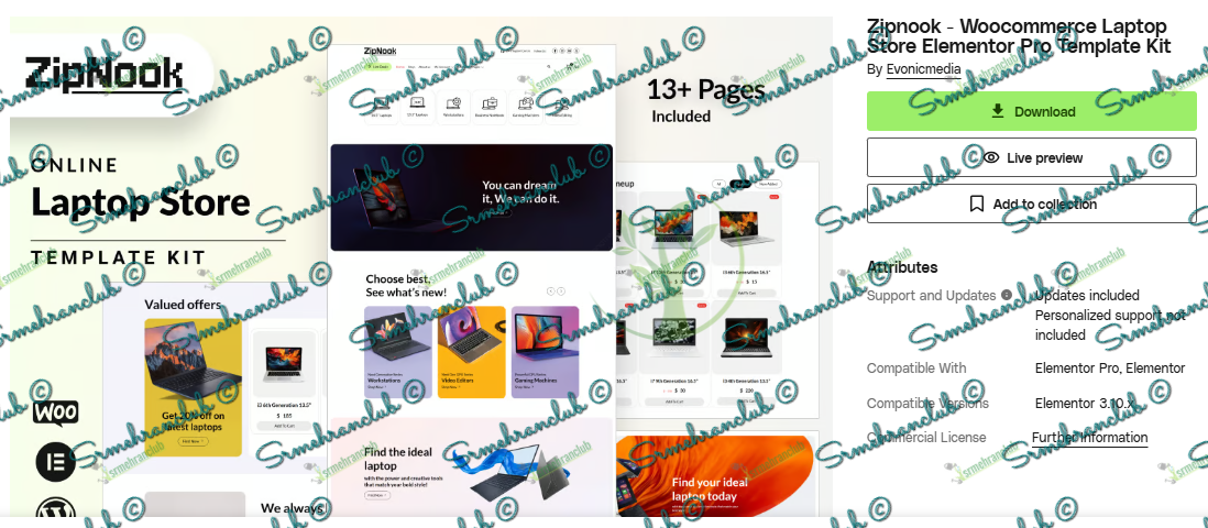 Zipnook - Woocommerce Laptop Store Elementor Pro Template Kit