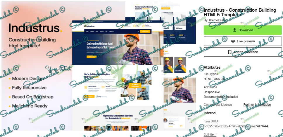 Industrus Construction Building HTML5 Template Free Download