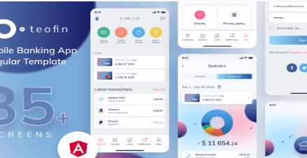 Teofin Angular Mobile Banking App Free Download – GPL PWA Template