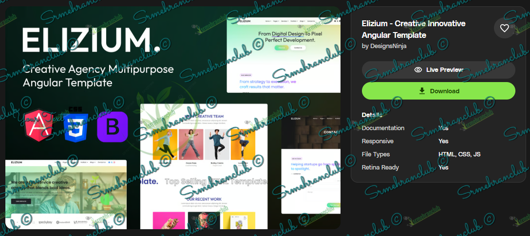 Elizium creative Angular template free download