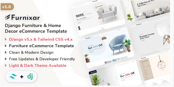 Furnixar Django Furniture eCommerce Template Free Download