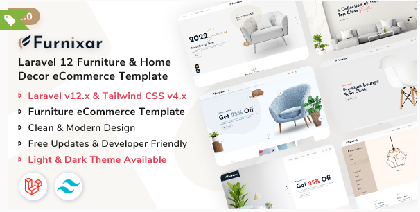 Furnixar – Laravel 12 Furniture eCommerce Template Free Download