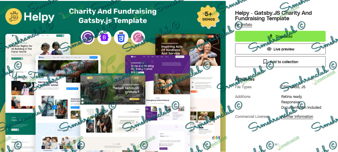 Helpy – Gatsby.JS Charity and Fundraising Template Free Download