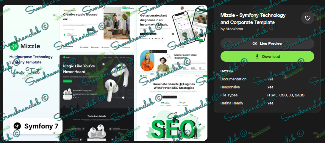Mizzle Symfony technology & corporate template free download