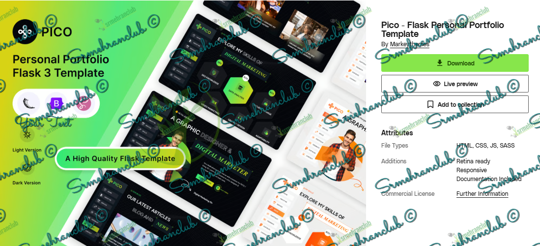Pico Flask Personal Portfolio Template Free Download