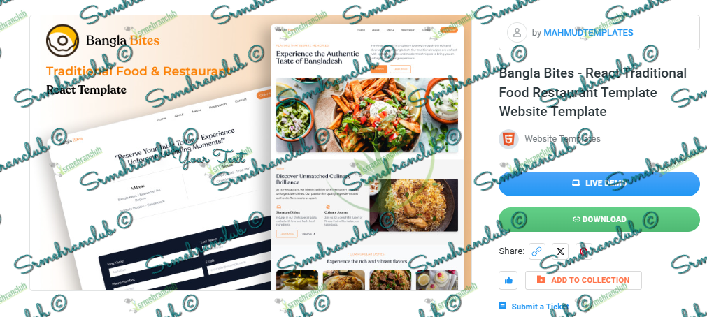 Bangla Bites - React Traditional Food Restaurant Template Website ...