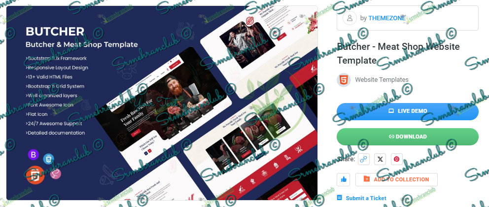 Butcher Meat Shop Website Template Free Download | GPL