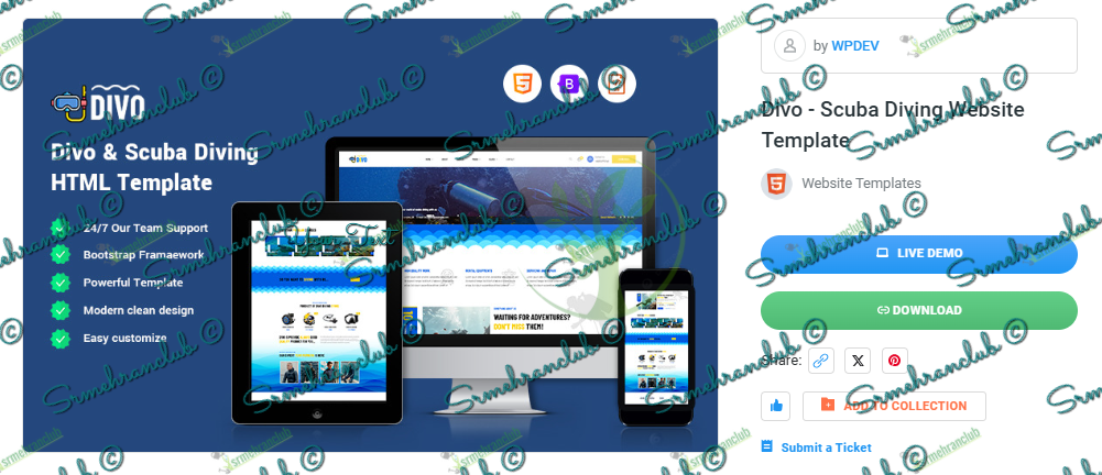 Divo Scuba Diving Template Free Download | GPL Original
