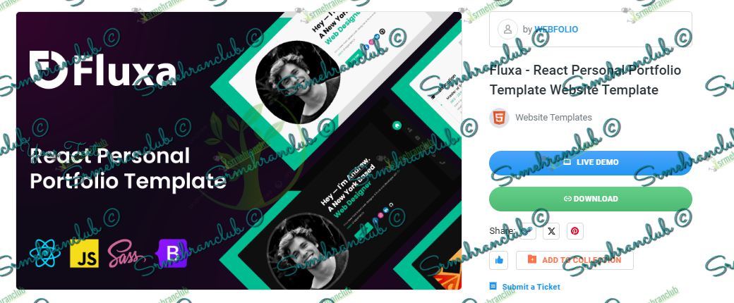 Fluxa React Personal Portfolio Template GPL Free Download