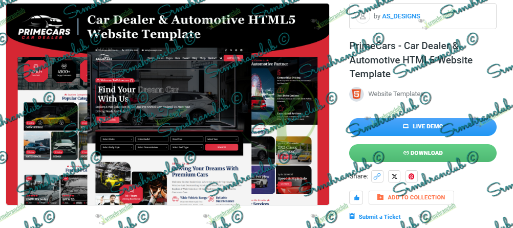 PrimeCars Car Dealer & Automotive HTML5 Template Free Download