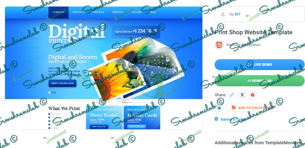 Print Shop Website Template – Free Download & Pre-activated