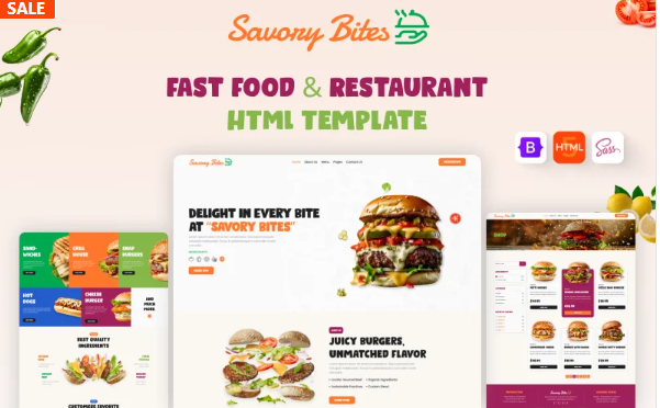 Savory Bites Restaurant HTML Template GPL Free Download