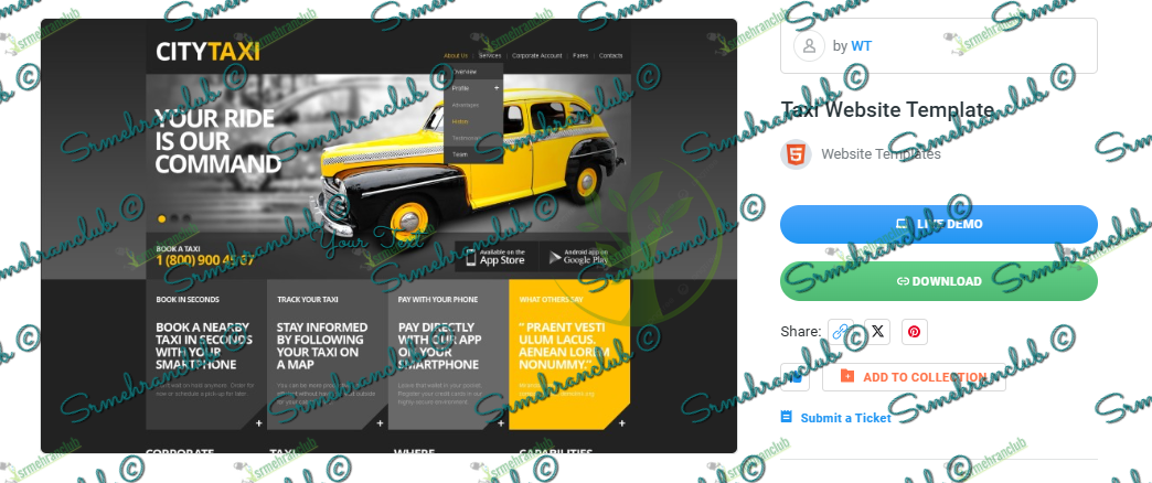 Taxi Website Template WordPress Theme Free Download GPL