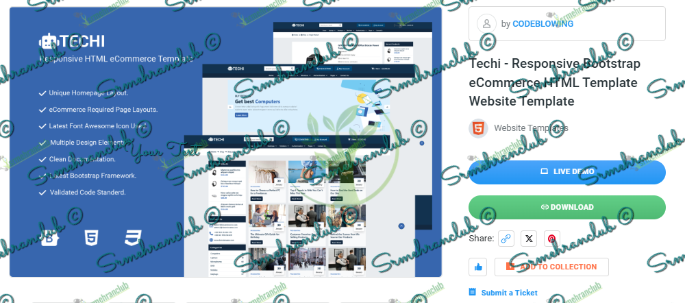 Techi eCommerce Bootstrap HTML Template – Free Download GPL